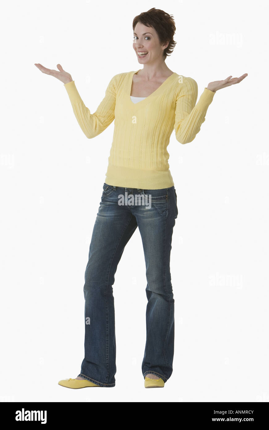 Woman shrugging shoulders hi-res stock photography and images - Alamy