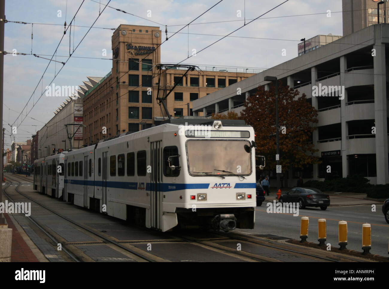 MTA light rail train on Baltimore street November 2007 Stock Photo - Alamy