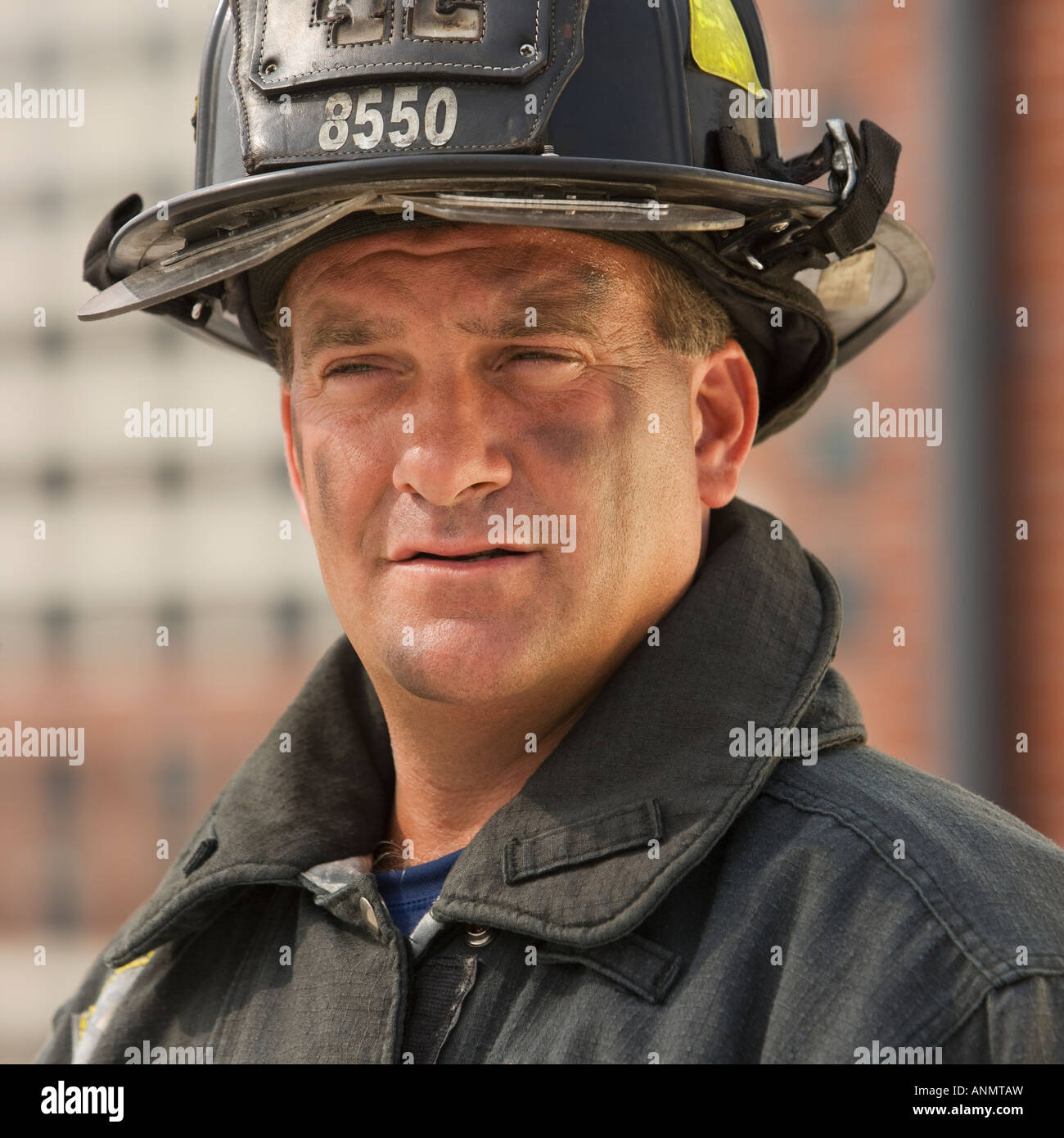 Close up of male firefighter Stock Photo - Alamy
