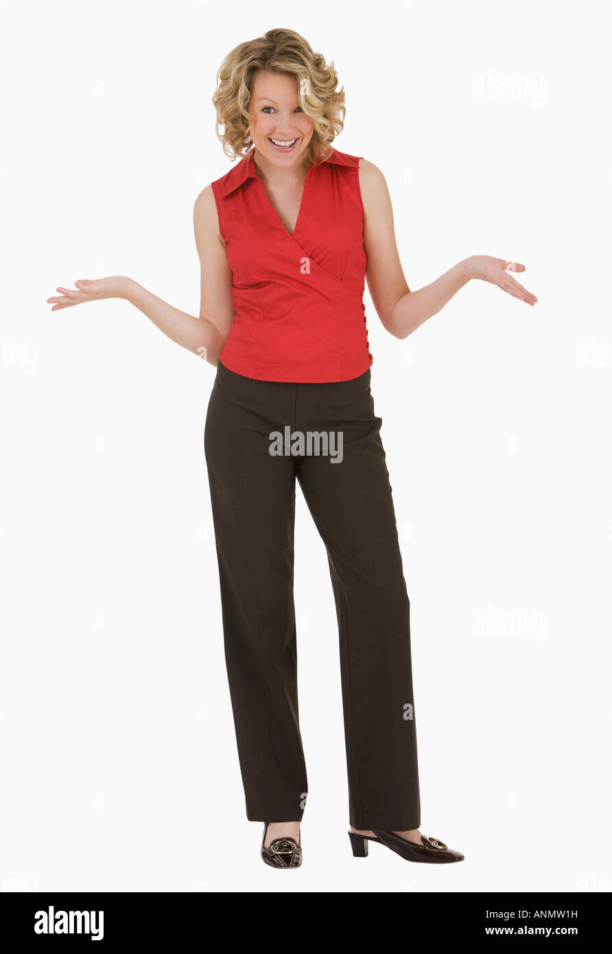 Woman shrugging shoulders hi-res stock photography and images - Alamy