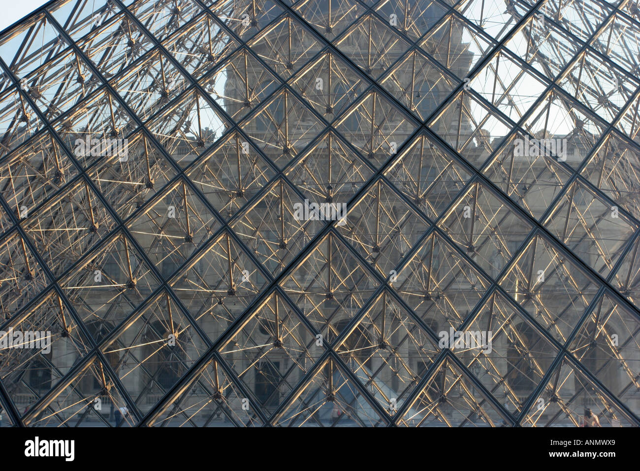 Architectural detail of the glass Pyramid at the Louvre, Paris Stock ...