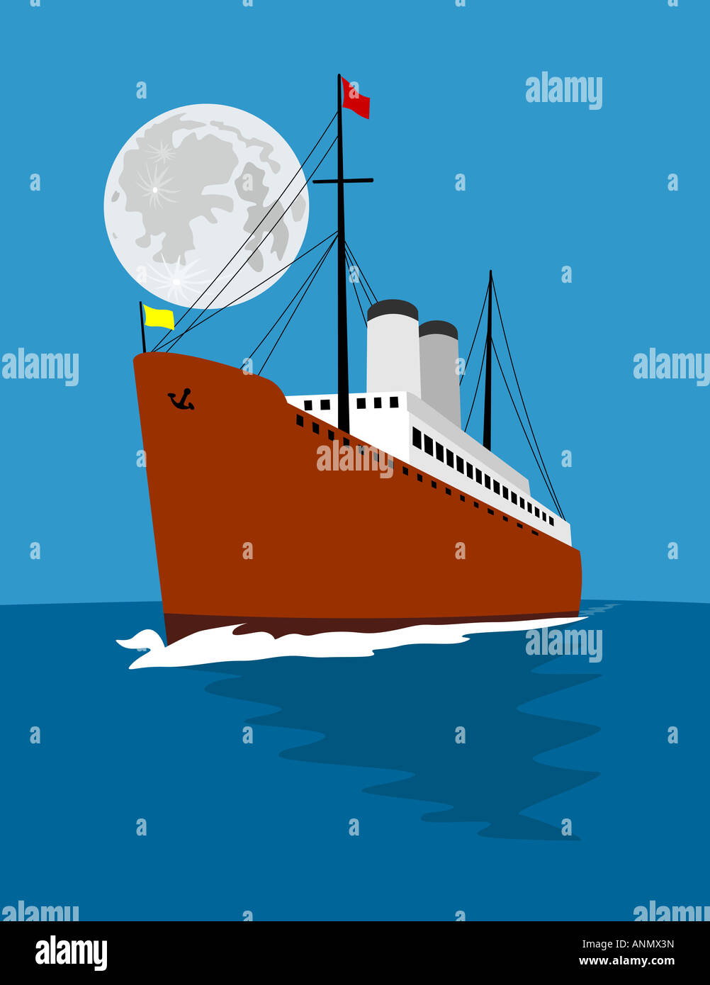 Cargo ship at sea with moon hi-res stock photography and images - Alamy