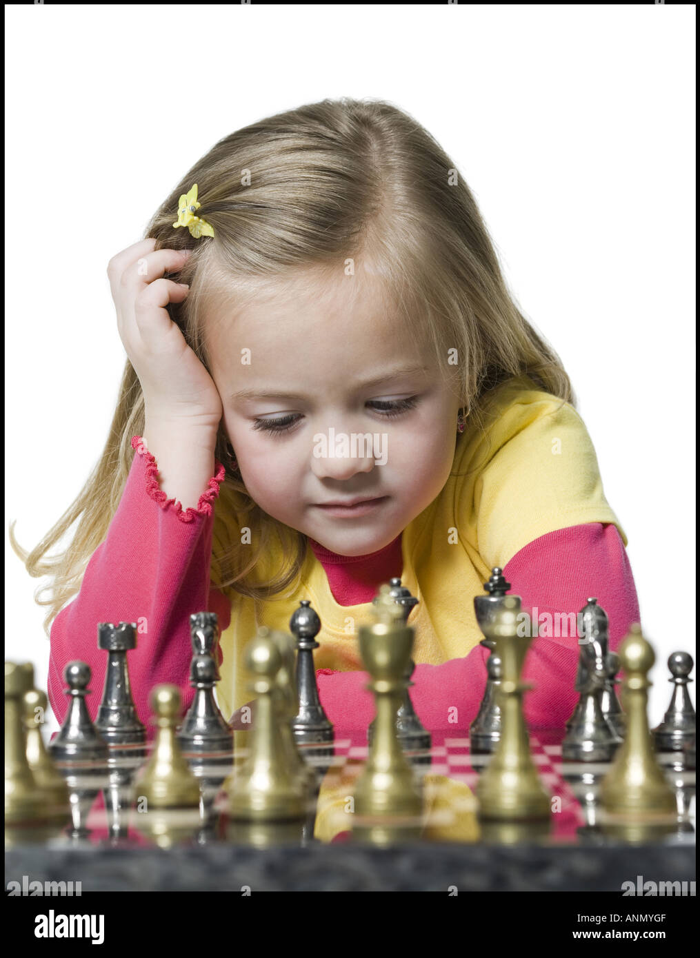Close up of a girl playing chess Stock Photo - Alamy