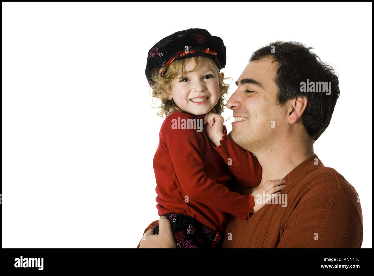 Profile of a father carrying his daughter Stock Photo - Alamy