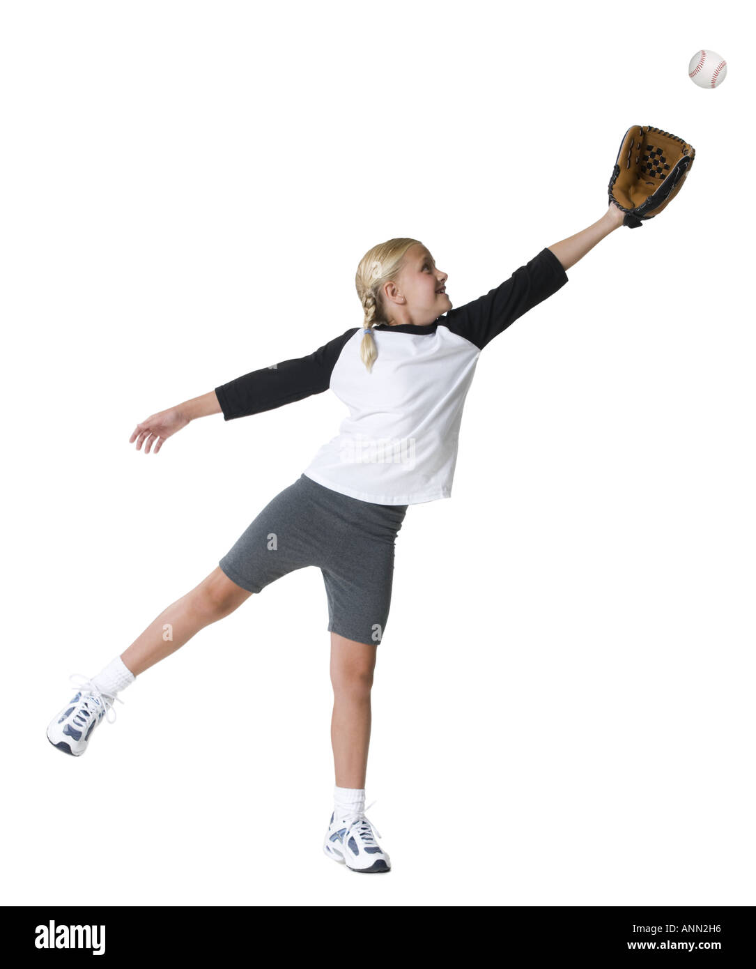 Girl playing baseball Stock Photo - Alamy