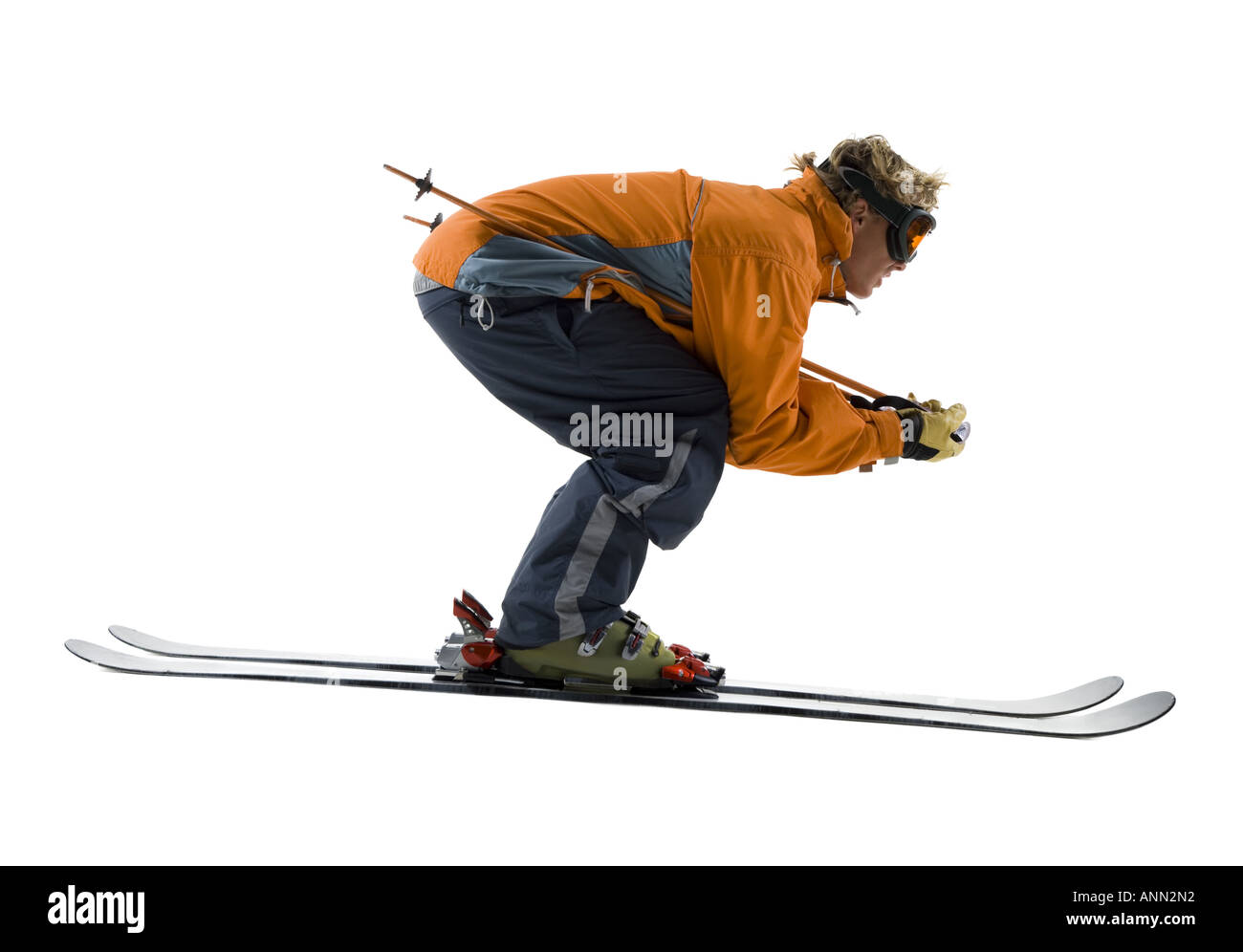 Profile of a young man skiing Stock Photo - Alamy