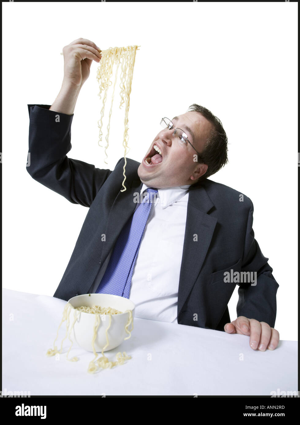 Man eating noodles messy hi-res stock photography and images - Alamy