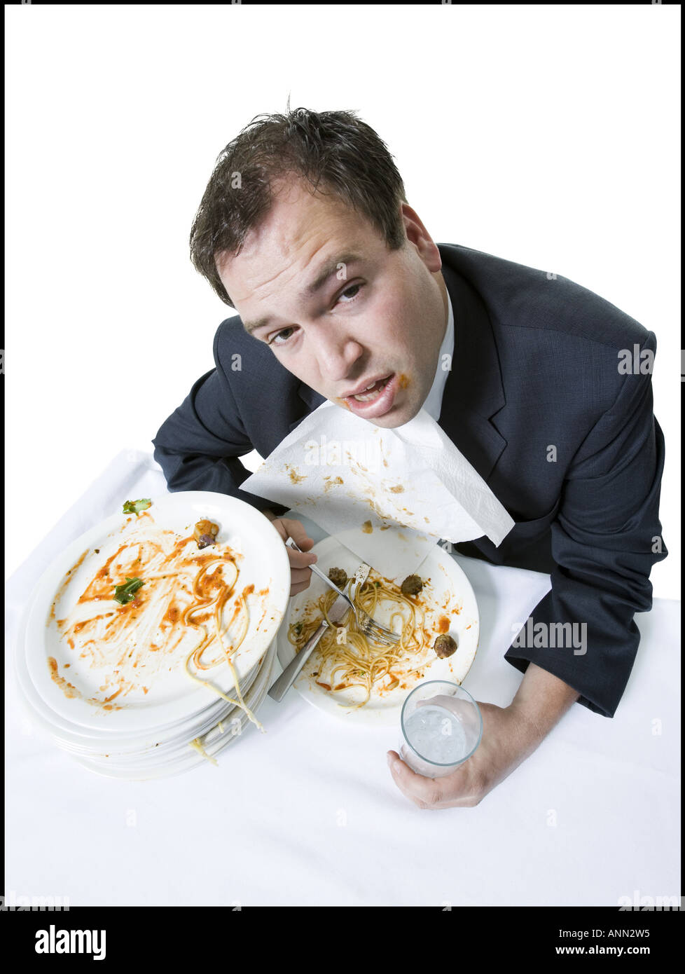 Man eating dining table top angle hi-res stock photography and images ...