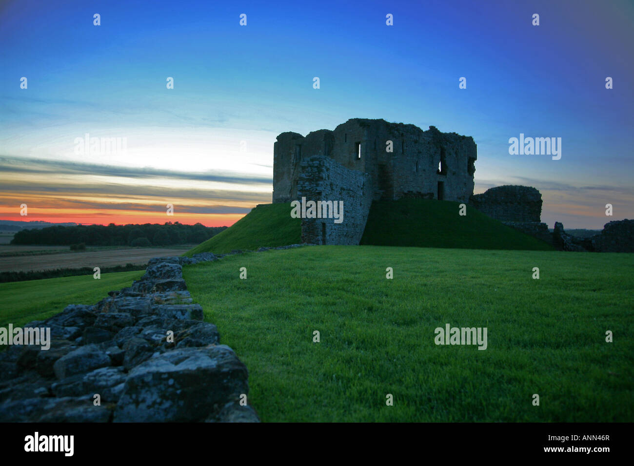 sunset at duffus castle Stock Photo - Alamy