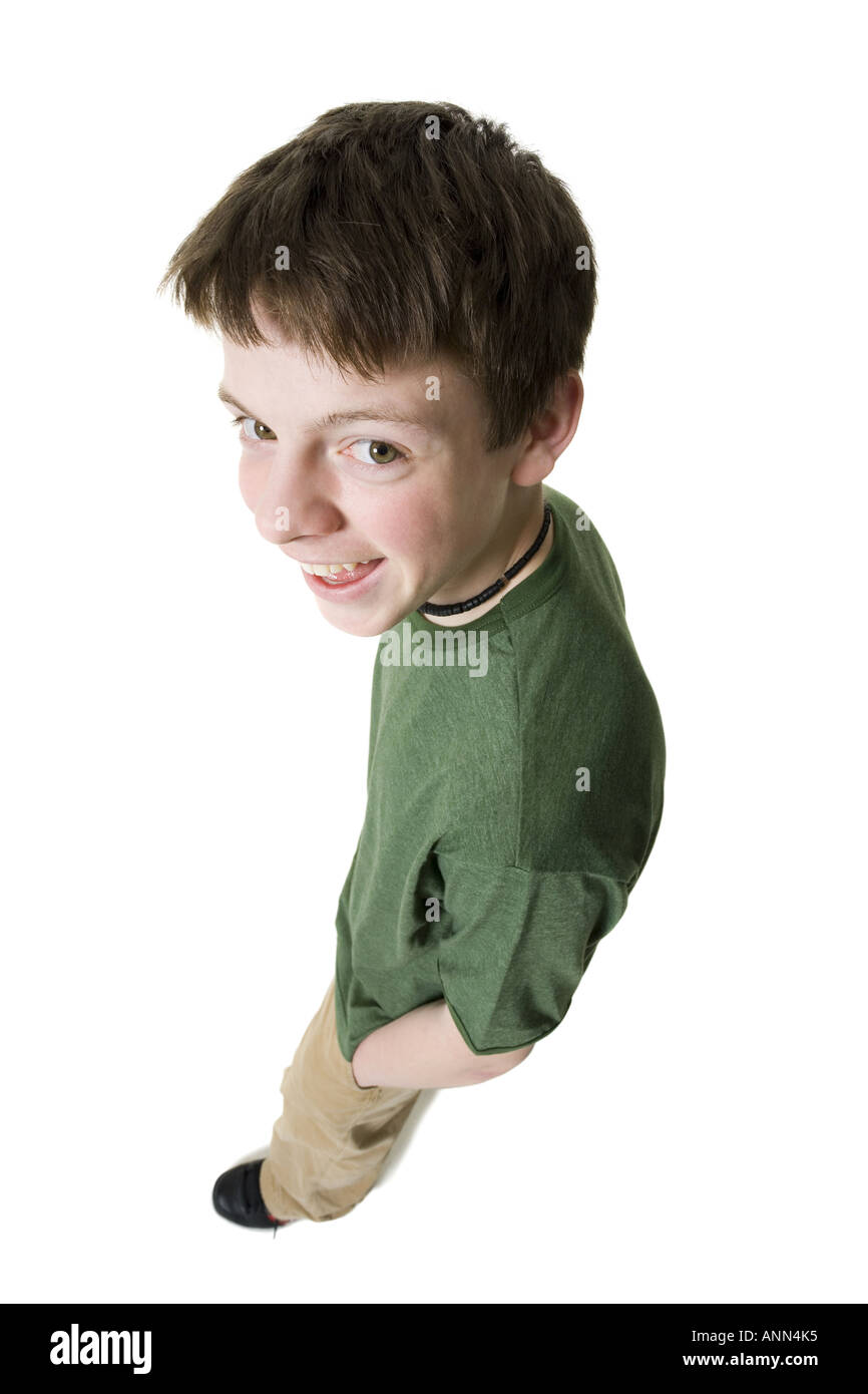 High angle view of a teenage boy smiling Stock Photo - Alamy