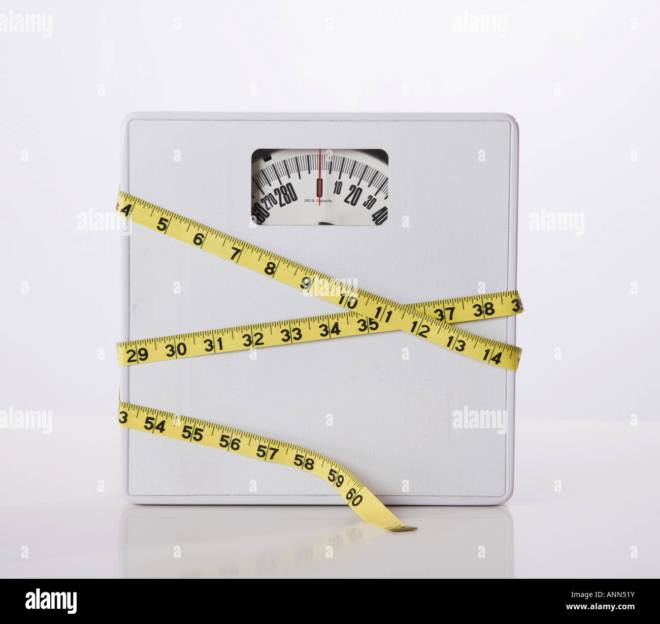 Tape measure wrapped around scale Stock Photo - Alamy