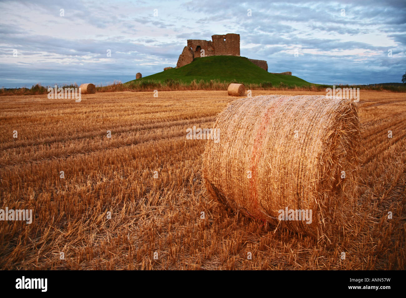 Duffus Castle harvest Stock Photo - Alamy
