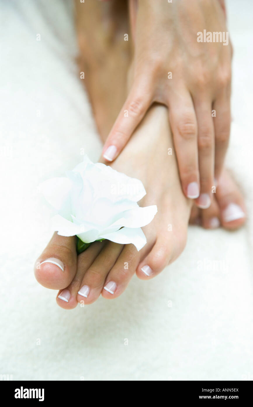 Feet with flowers Stock Photo - Alamy
