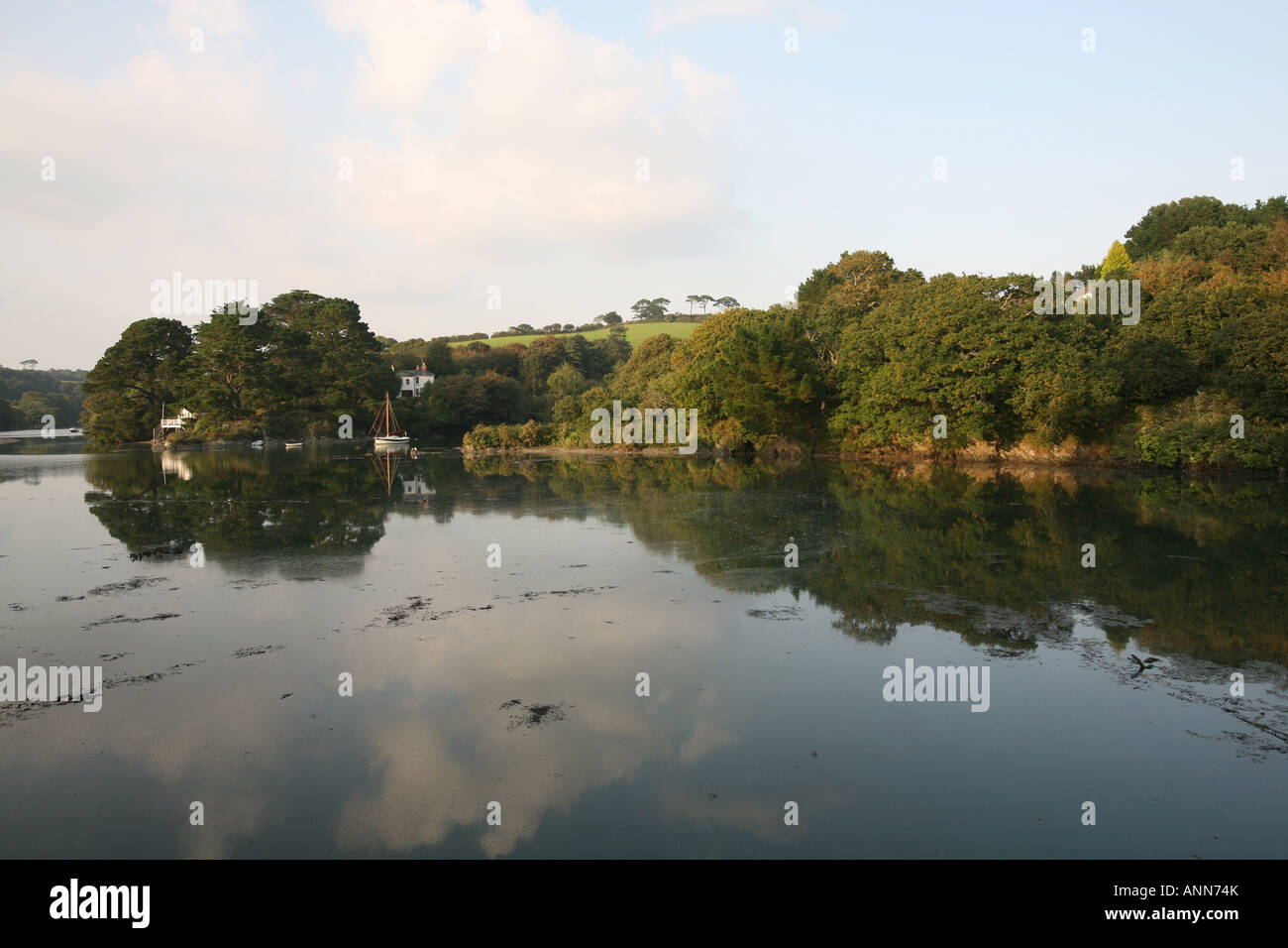 The view of the Percuil River from St Just in Roseland church Roseland ...