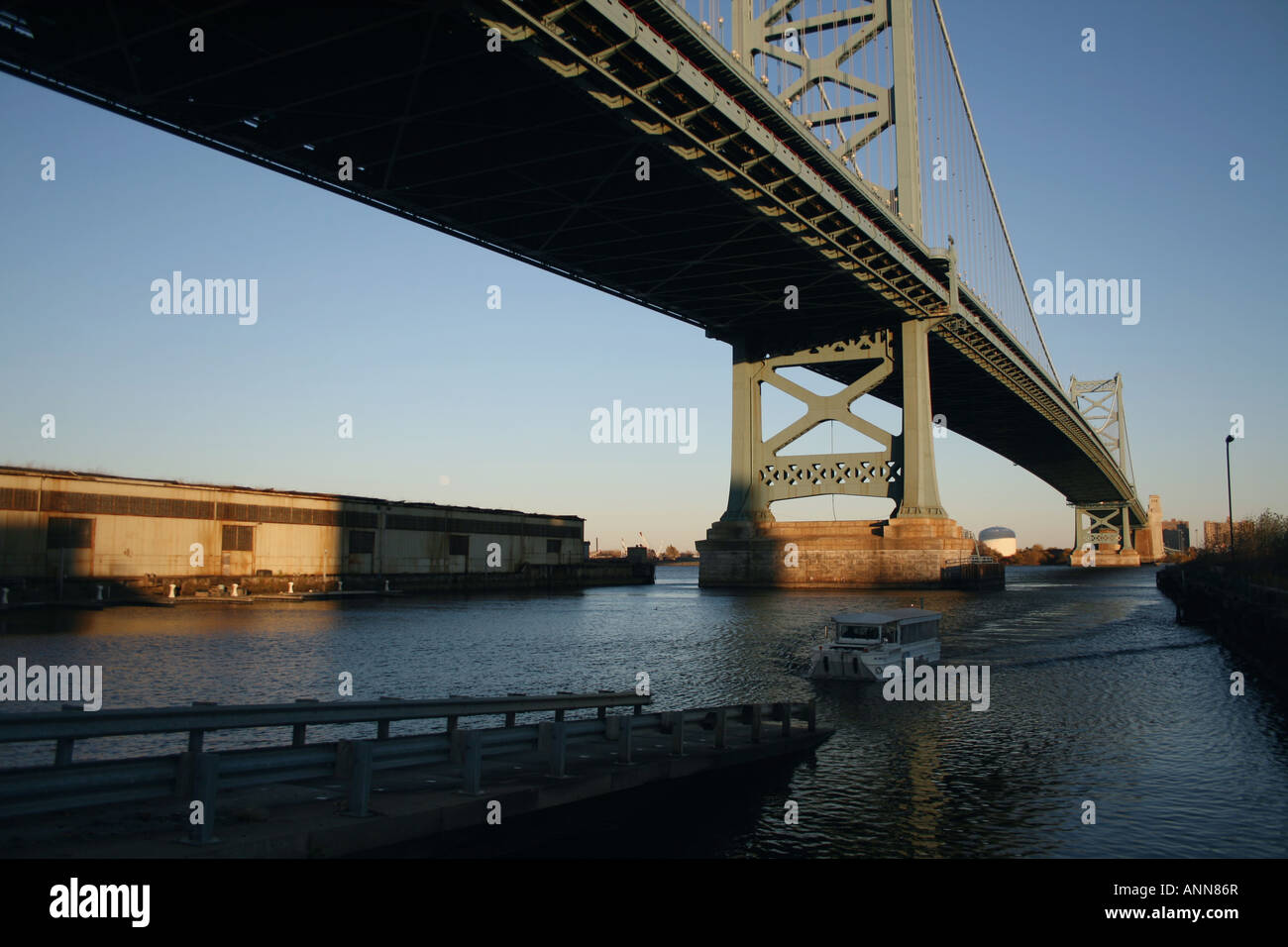 Duck tours amphibious landing craft entering Delaware river near ...