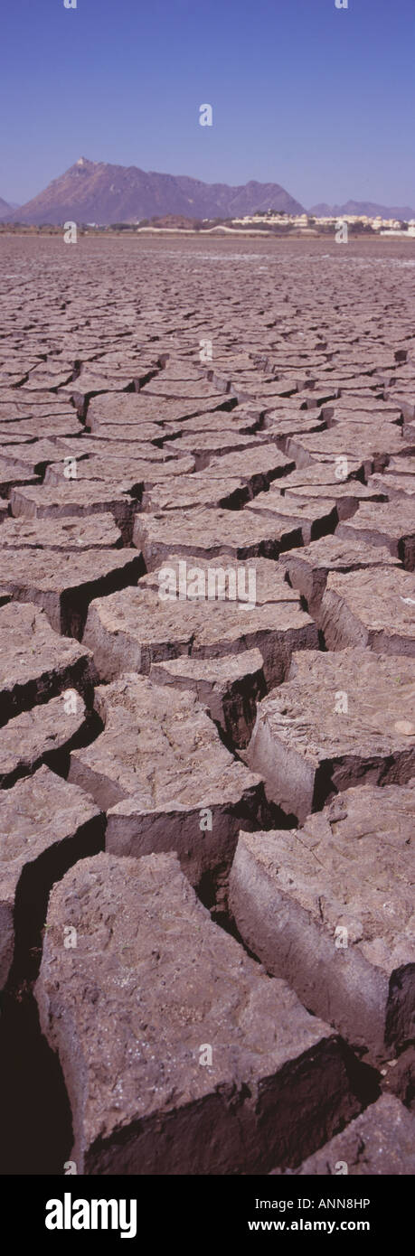 dry cracked river bed, Udaipur lake Stock Photo - Alamy