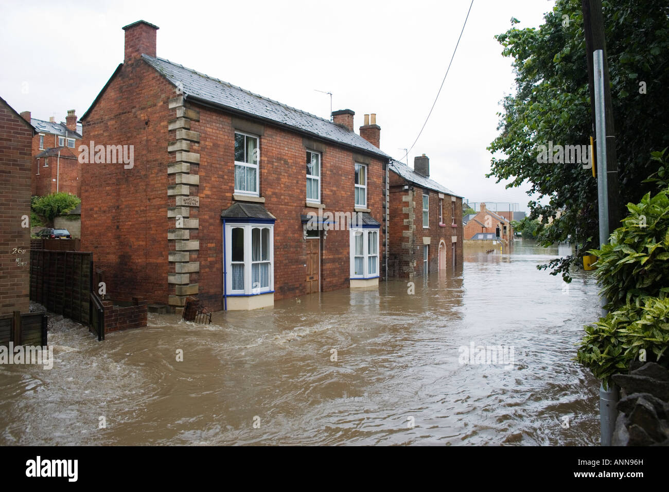 Flooding on Slad Road in Stroud July 2007 Stock Photo - Alamy