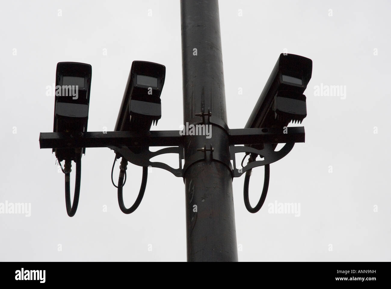 looking up at group of close circuit cameras Stock Photo - Alamy