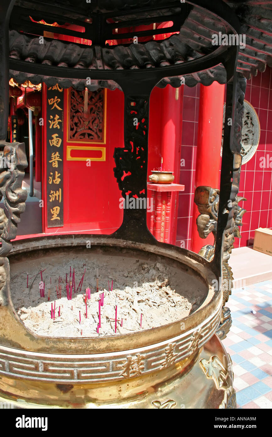 Traditional chinese temple red design with brass incense holder Stock ...