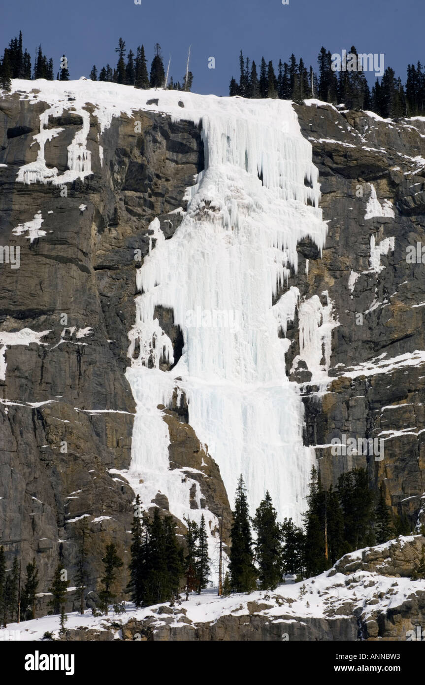 Frozen waterfall on the Weeping Wall, Icefields Parkway, Banff National ...
