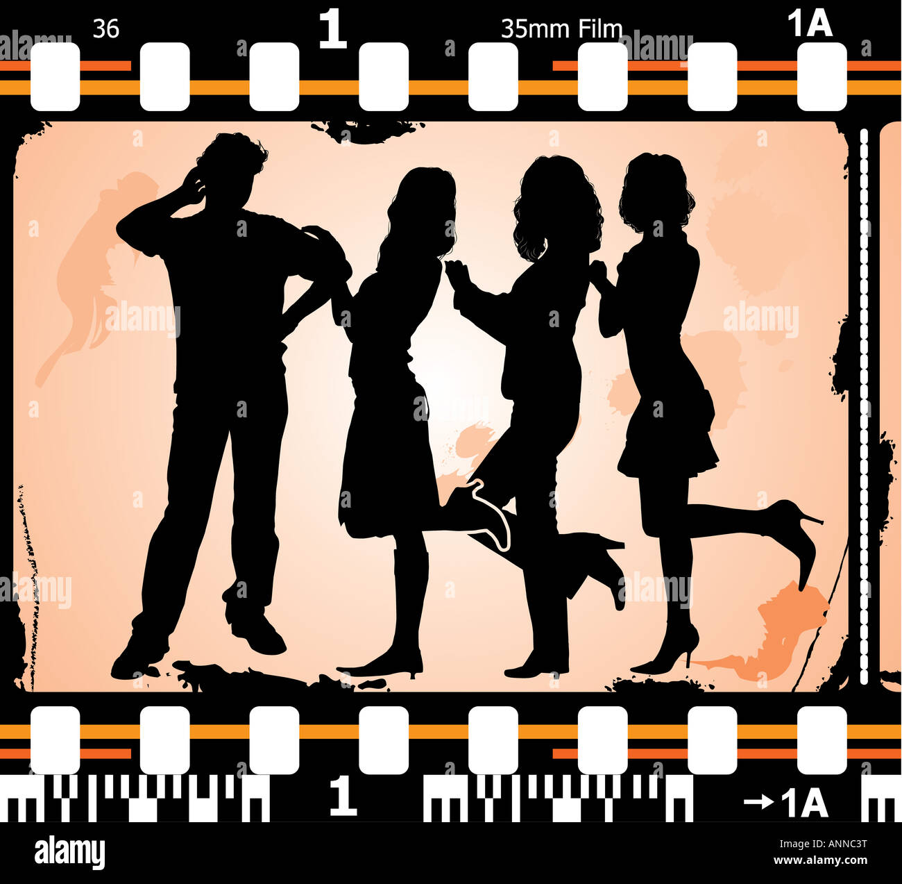 Vector silhouettes man and women on photographic film Stock Photo - Alamy