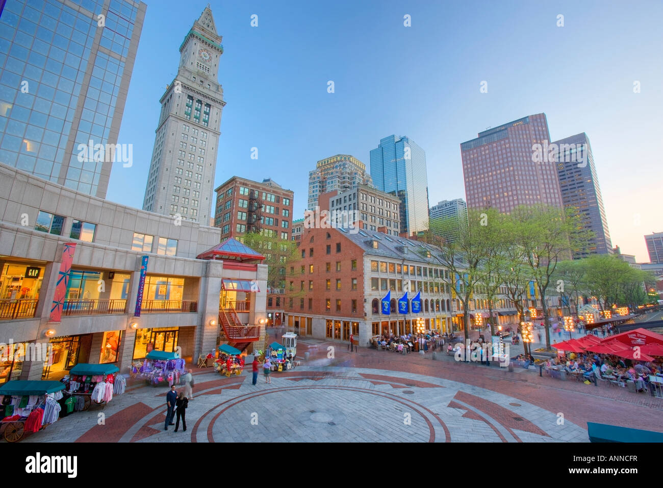 USA Boston Massachusetts Faneuil hall and pavement cafes Quincy market ...