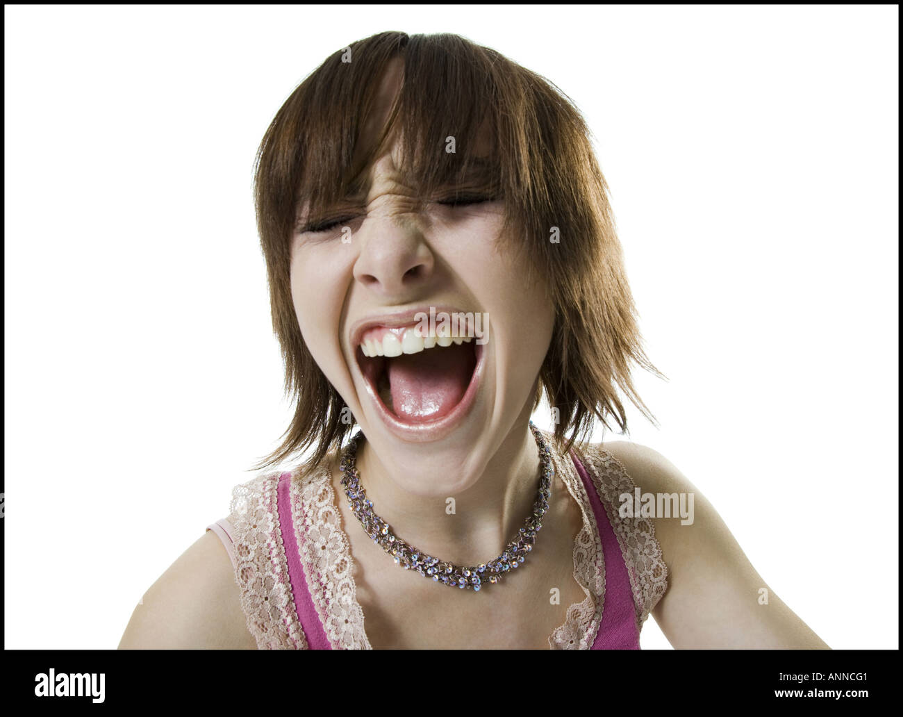 Close up of a teenage girl shouting Stock Photo - Alamy