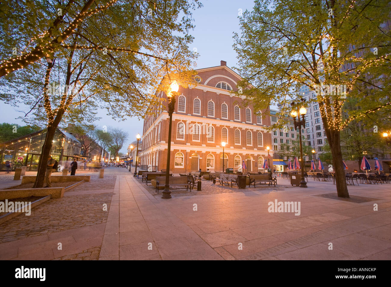 USA Boston Massachusetts Faneuil hall and pavement cafes Quincy market ...