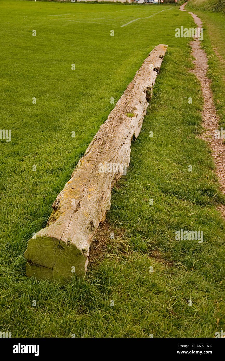 Old ships timber washed ashore at Sully beach now used as a seat on the ...