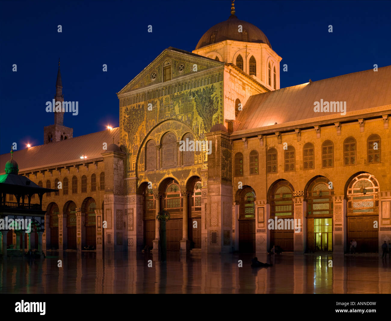 night view of courtyard, transept, and main prayer hall, Great Mosque ...
