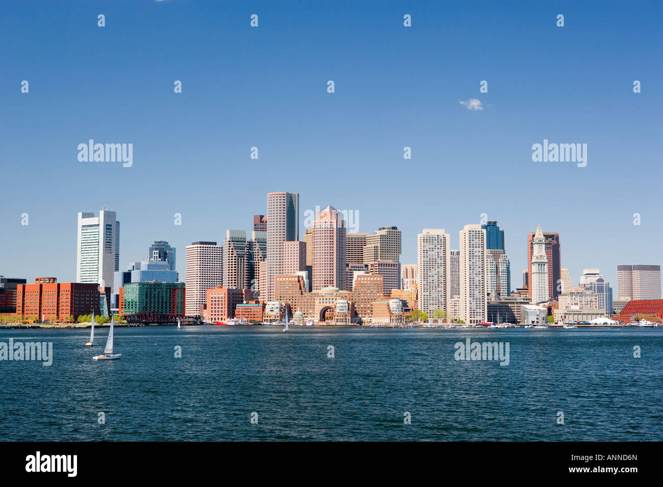 USA Massachusetts Boston Skyline viewed over the inner harbor Stock ...