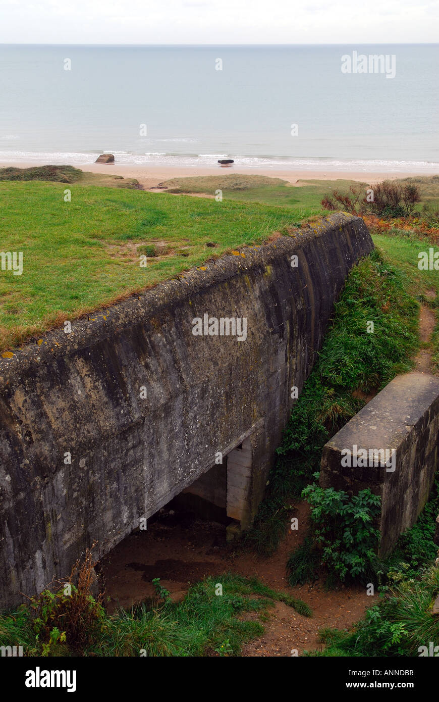 German concrete fortification overlooking Omaha Beach, Normandy, France ...