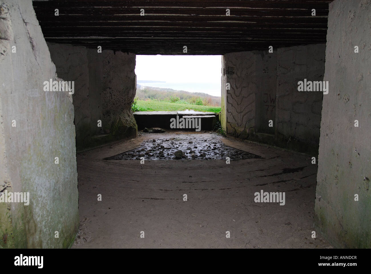 German gun emplacement overlooking Omaha Beach, Normandy, France Stock ...