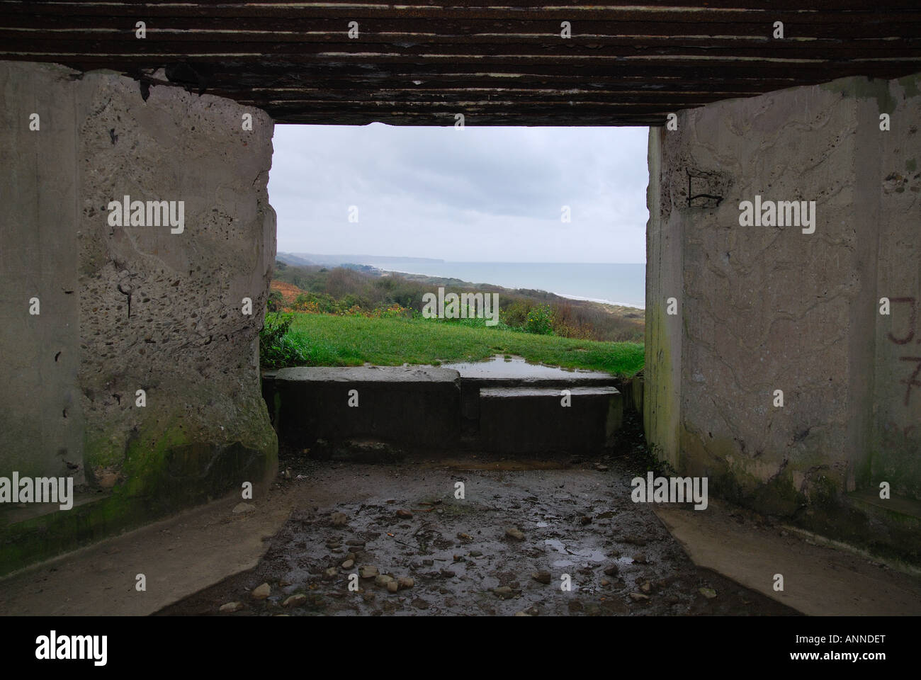 German gun emplacement overlooking Omaha Beach, Normandy, France Stock ...