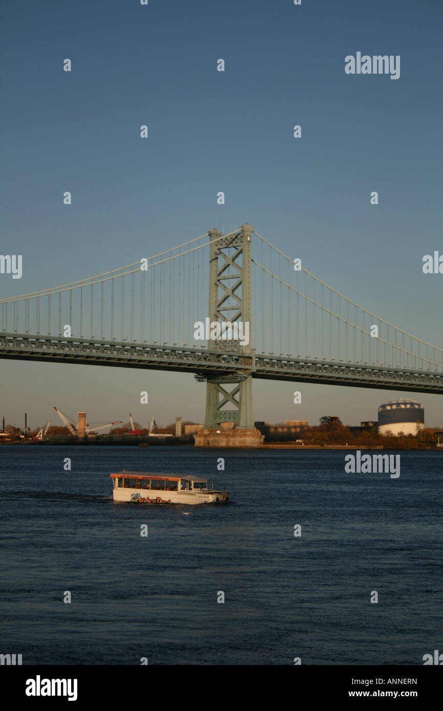 Duck tours amphibious landing craft in Delaware river with Benjamin ...