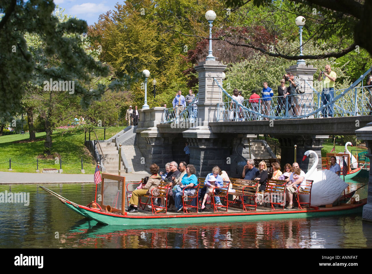 USA Massachusetts Boston swan boats on lake boston common Stock Photo ...