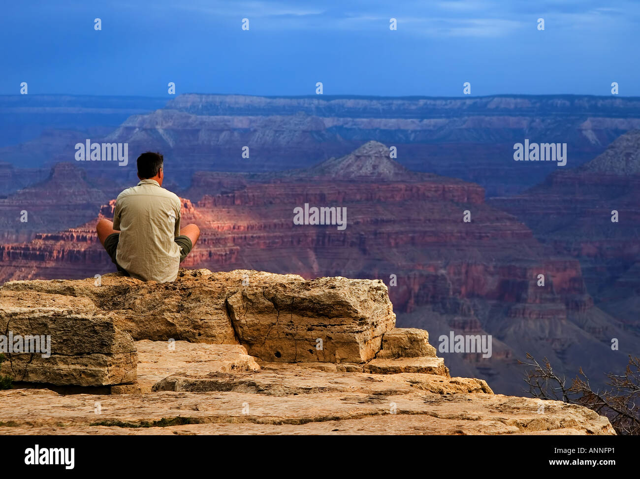 Hiker thinking on Peak in Grand Canyon Stock Photo - Alamy