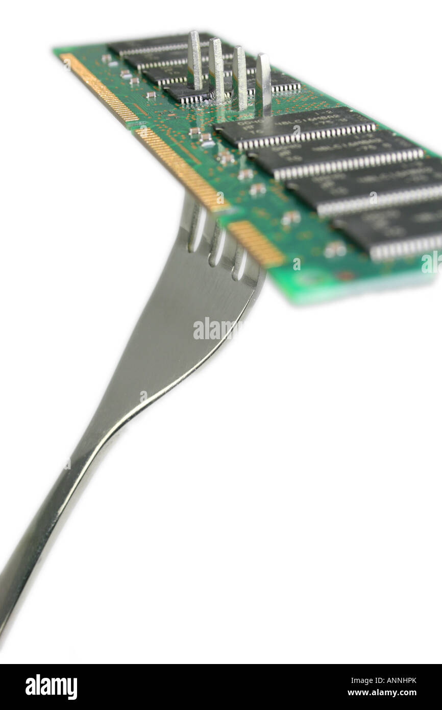 computer memory chip on a fork - play on words Stock Photo - Alamy