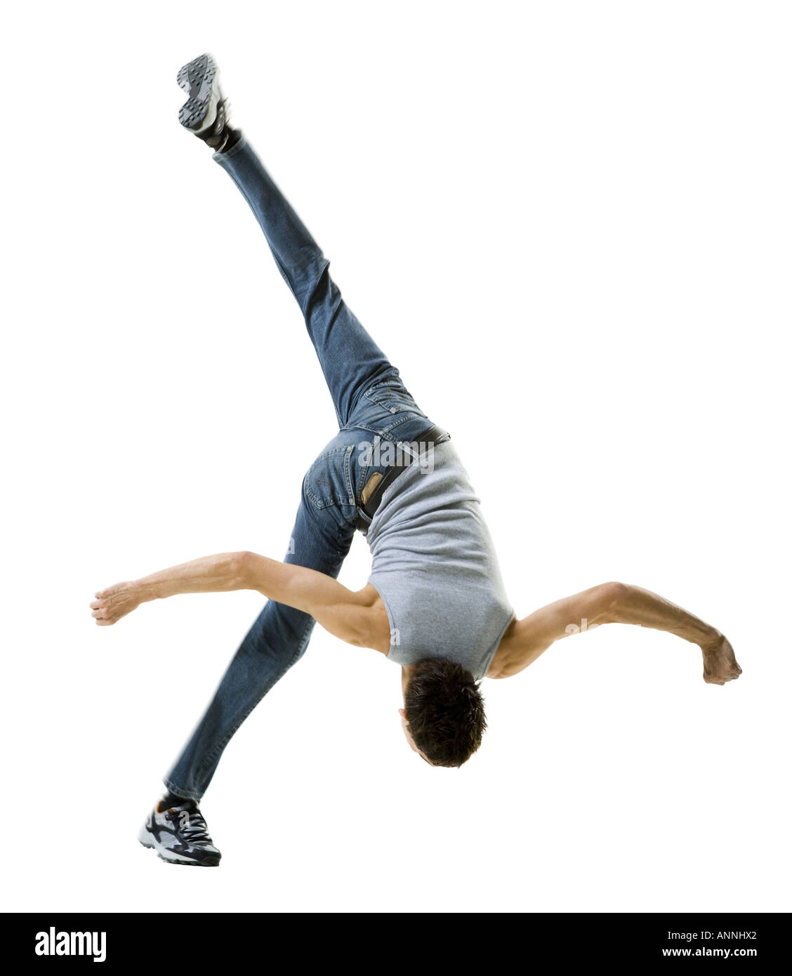 Silhouette man doing back flip hi-res stock photography and images - Alamy