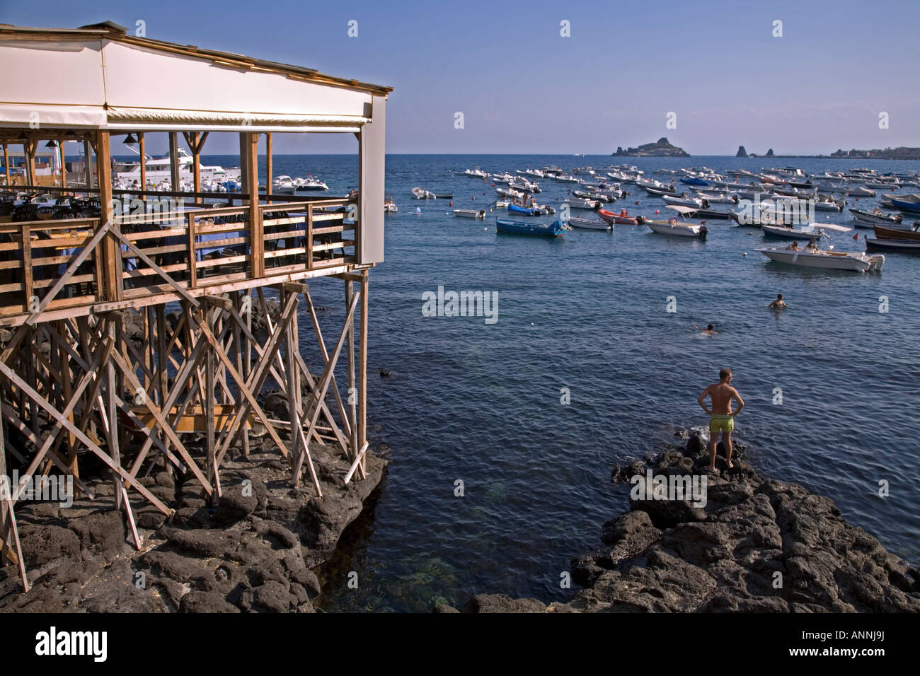 Restaurant on Stilts Capo Mulini Sicily Italy Stock Photo - Alamy