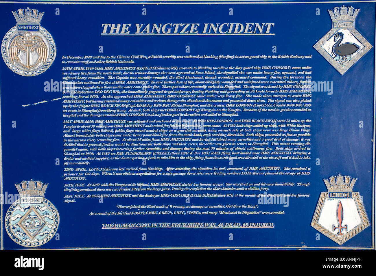 The Yangtze Incident National Memorial Arboretum Stock Photo - Alamy
