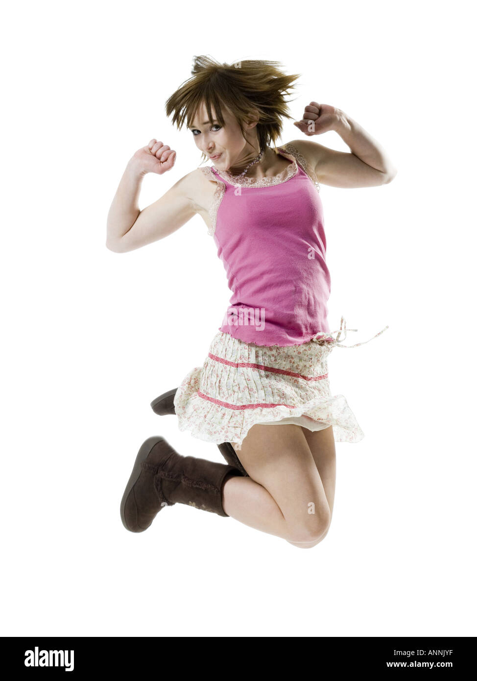 Portrait of a girl jumping Stock Photo - Alamy