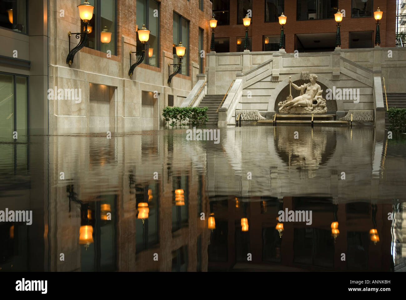 Interior courtyard in downtown Montreal in the province of Quebec ...