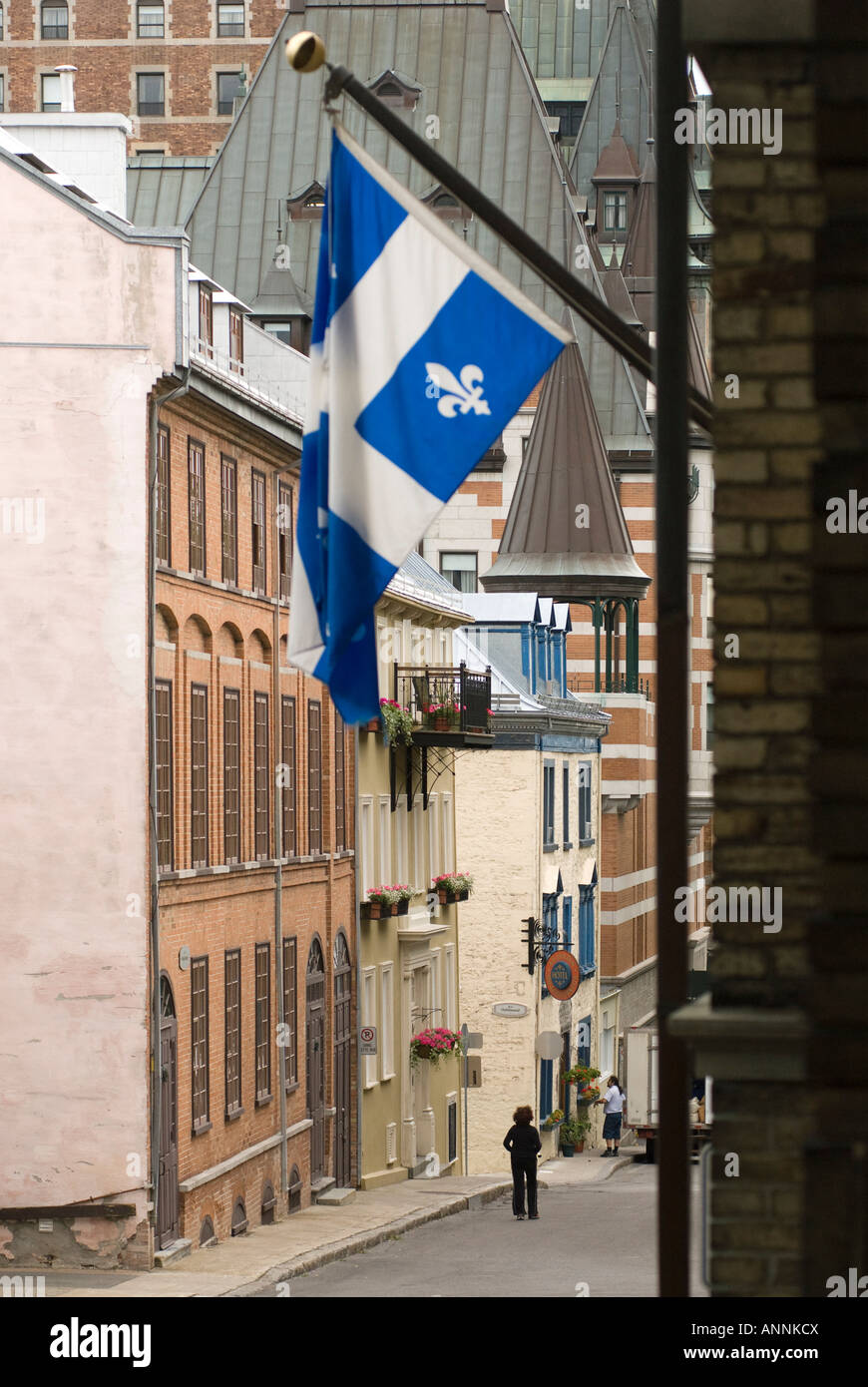 Street scene in the historic Old Town area of Quebec City, province of ...