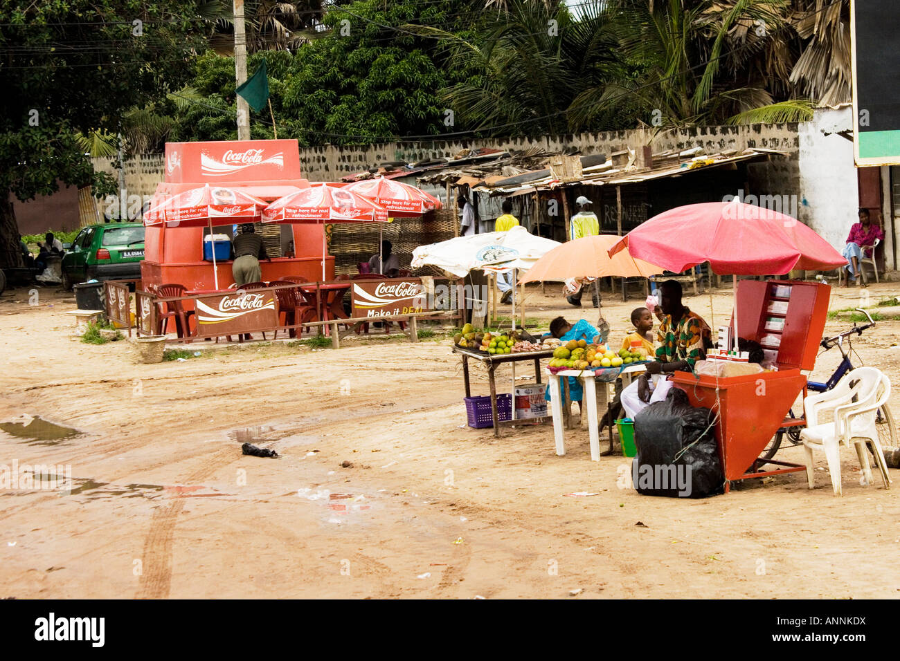 A typical roadside scene in the Gambia, west Africa Stock Photo - Alamy