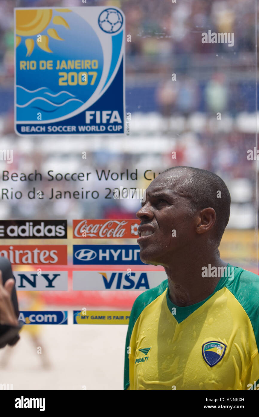 Brazilian captain speaks to the press at the 2007 FIFA Beach Football ...