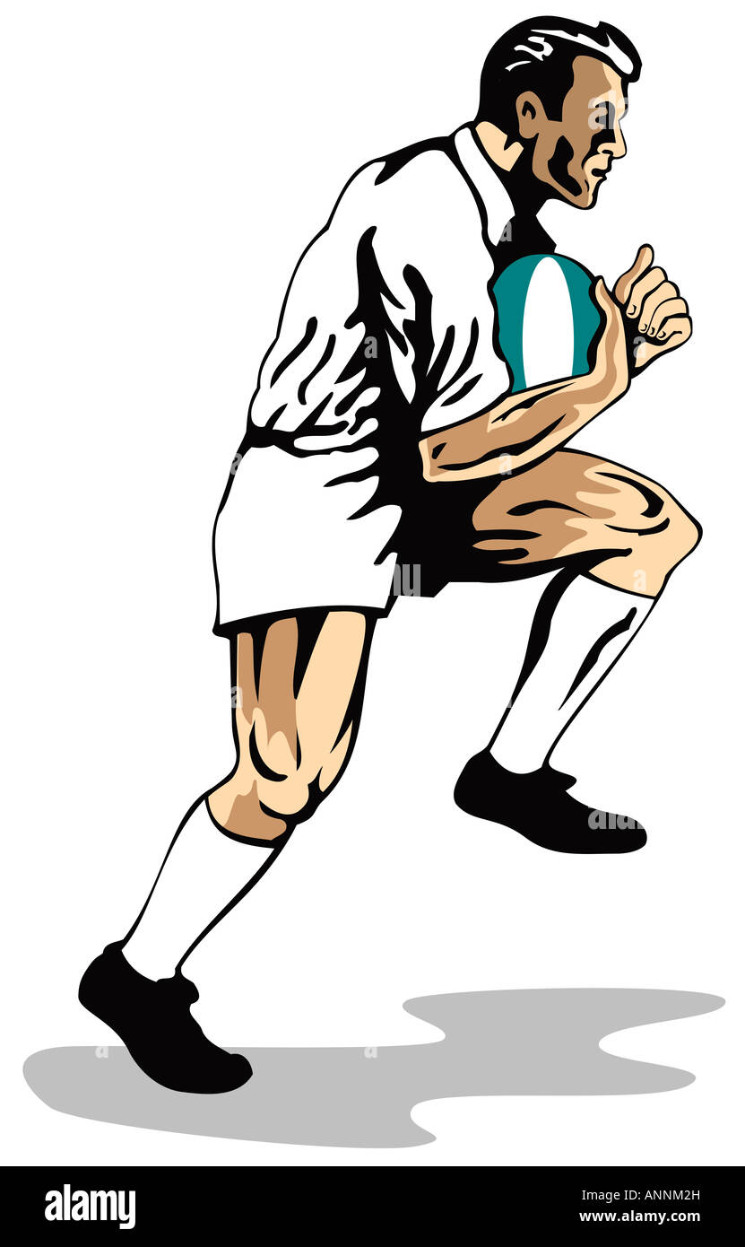 Rugby player charging with the ball Stock Photo - Alamy