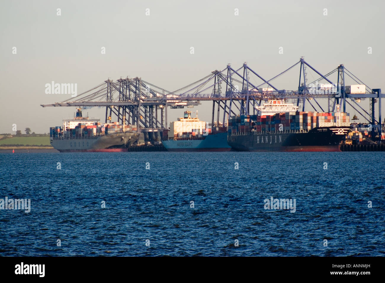 Trinity Terminal at Felixstowe Port, as seen from Landguard Point Stock ...