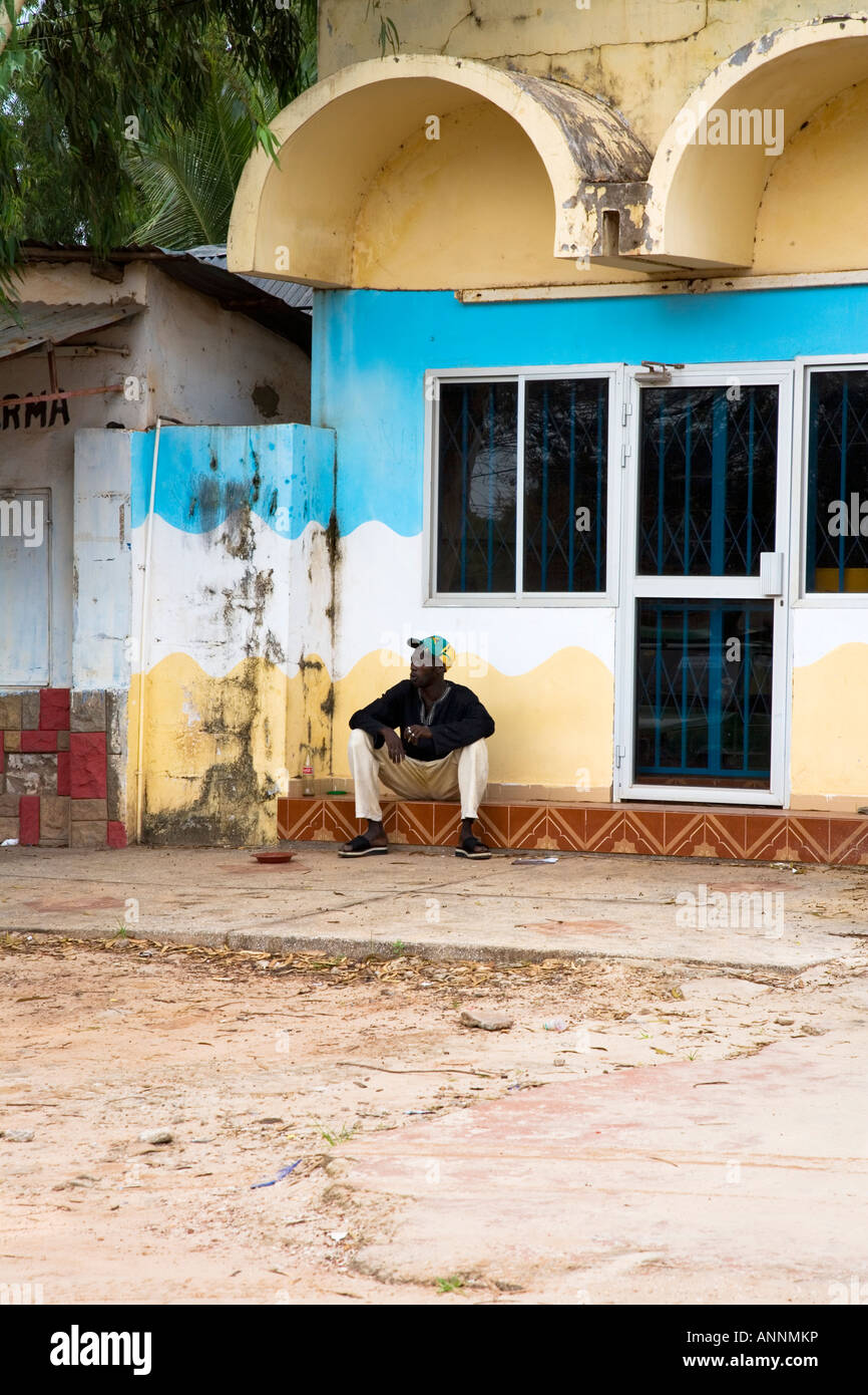 Gambian man sitting on a doorstep in the Gambia, west Africa Stock ...