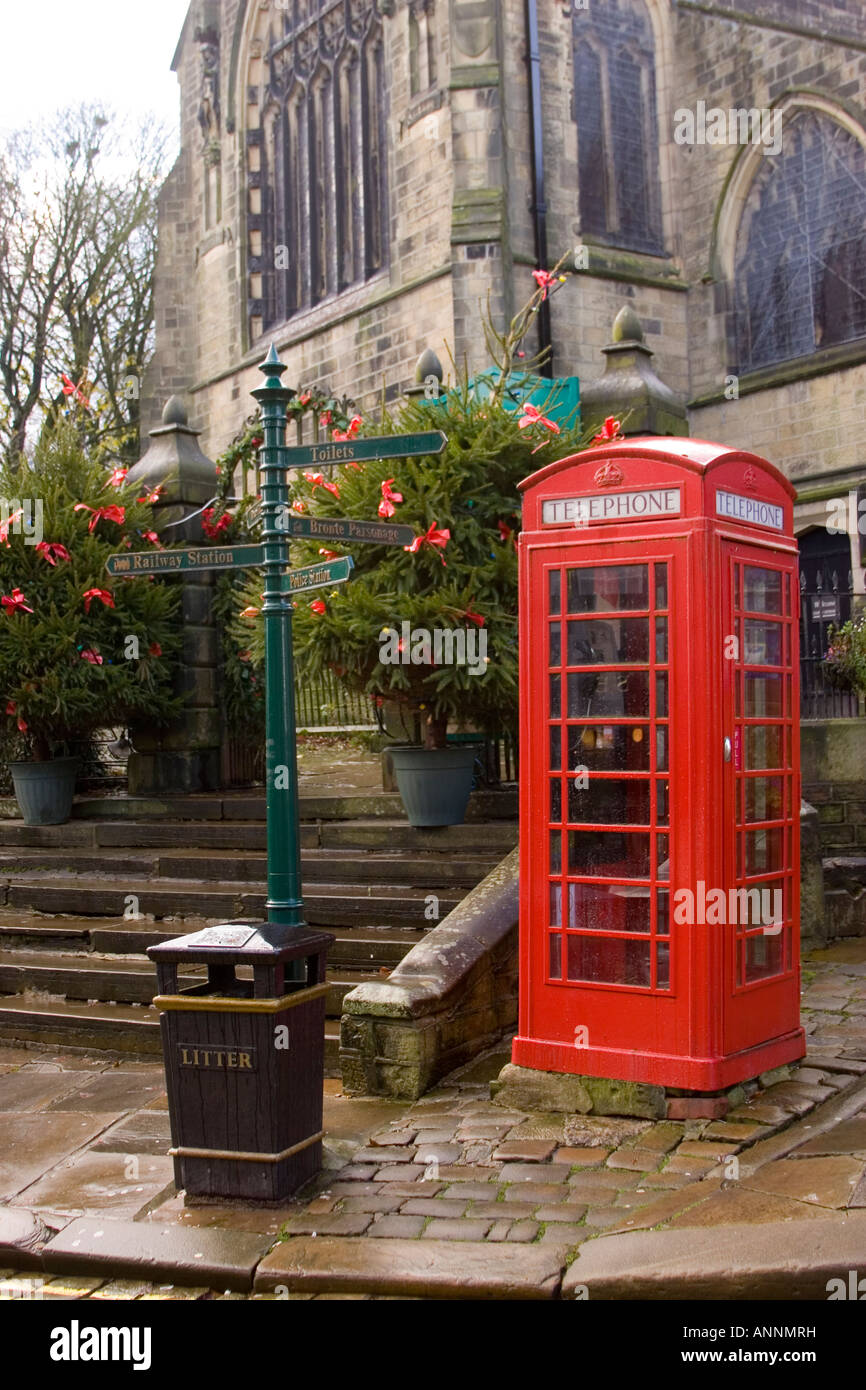 Traditional telephone box, Howarth Stock Photo - Alamy